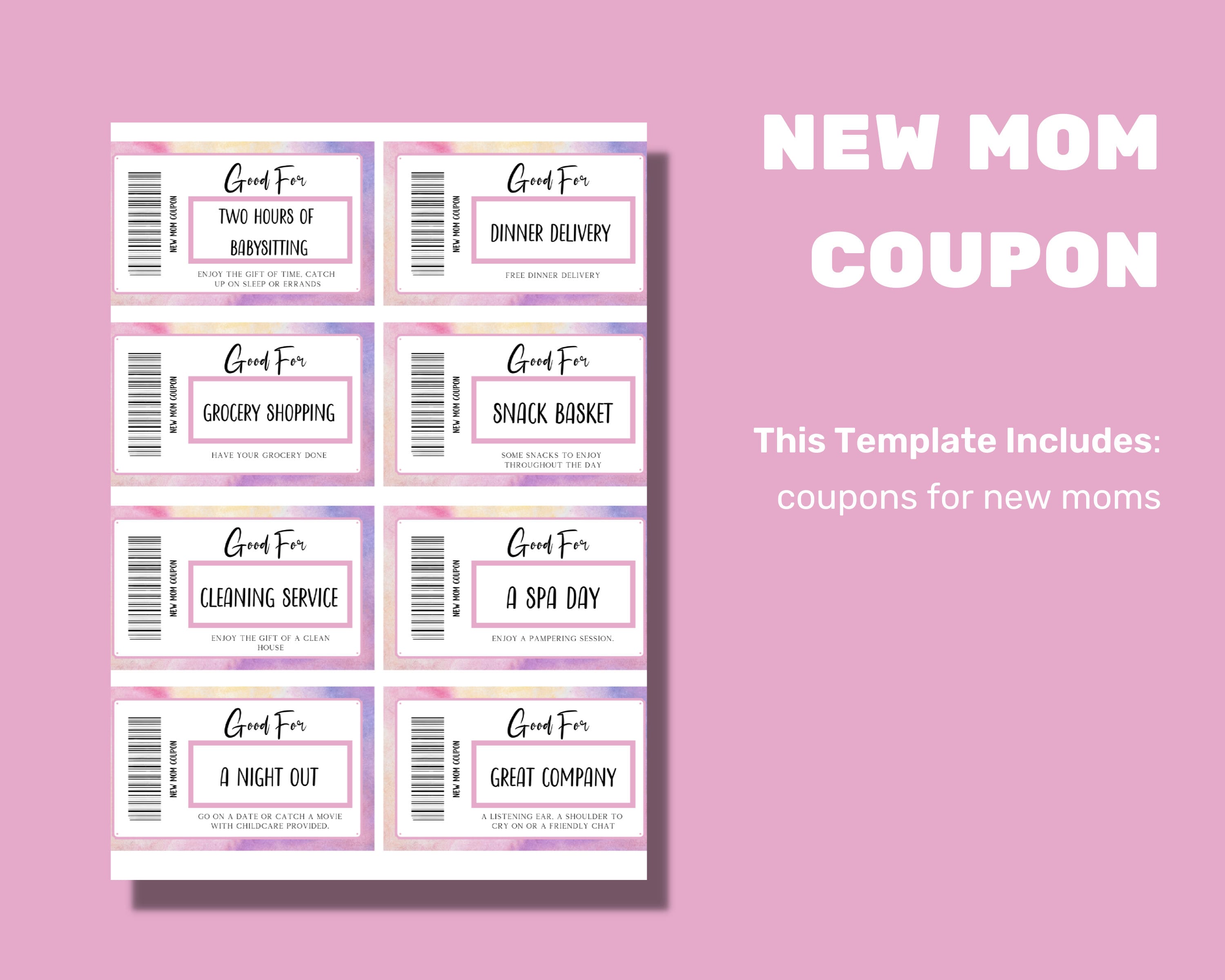 New Mom Coupon, First Time Mom Printable Coupon, Baby Shower Gift ...