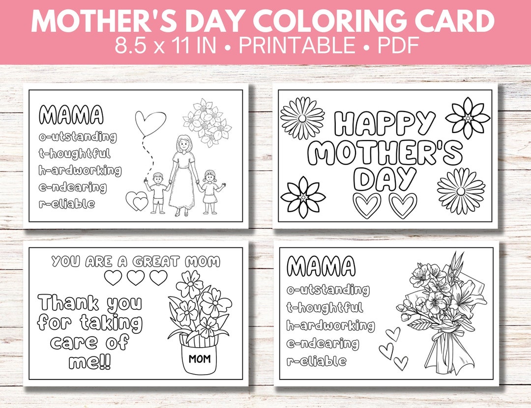 Mothers Day Coloring Card Printable | Printable Activity for Mother's ...