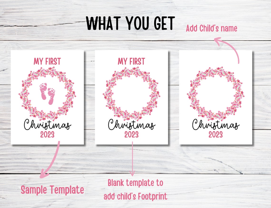 Christmas Footprint Art Craft, Printable Christmas Keepsake, Preschool ...