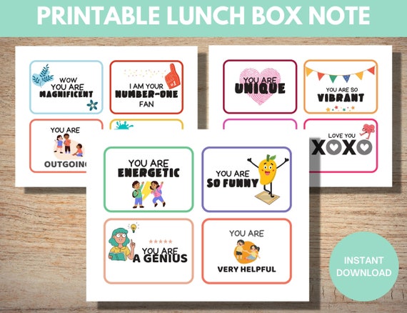 Lunch Box Notes Printable Positive Affirmation Card for Kids - Etsy