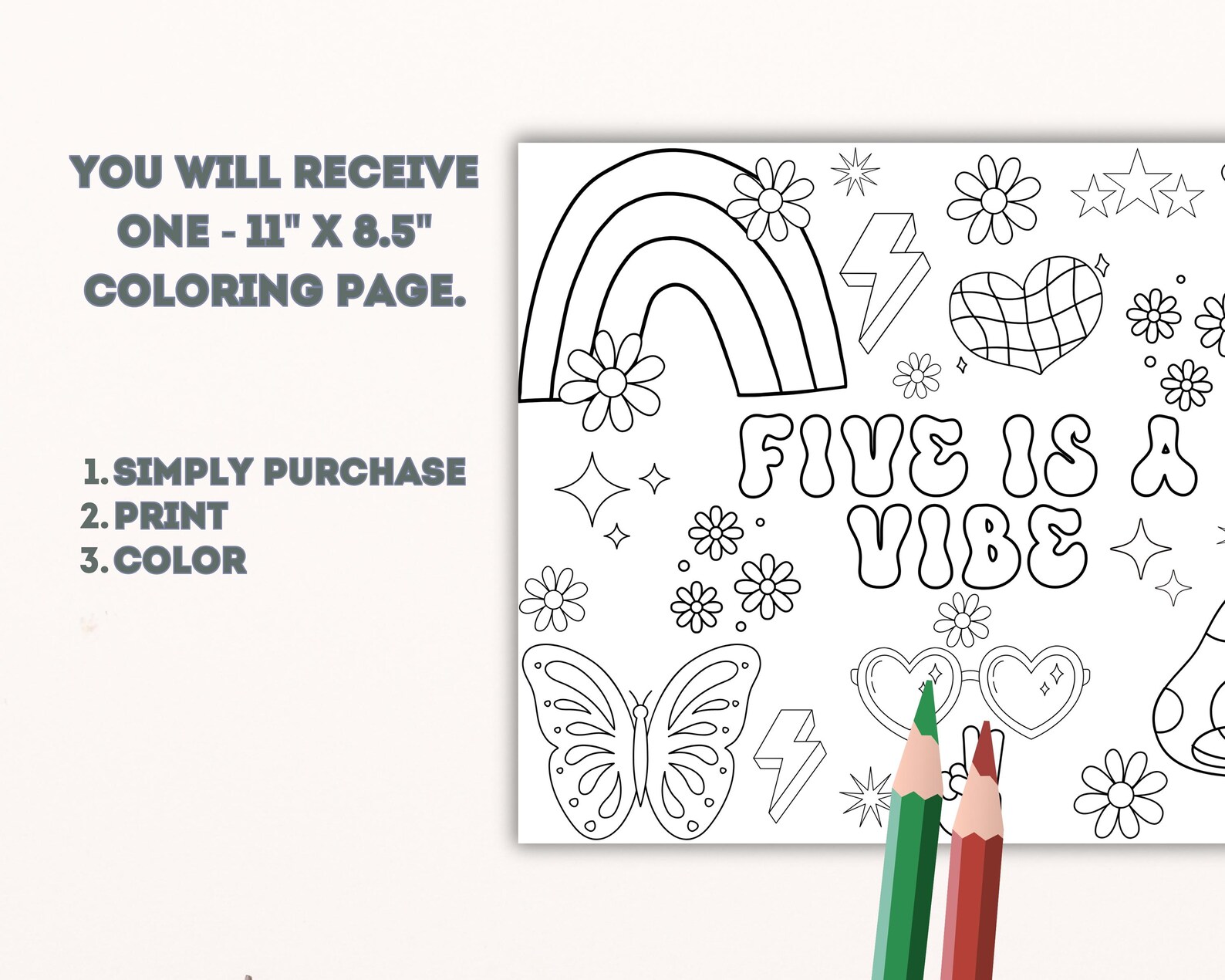 5th Birthday Coloring Page, Fun Printable Kids Activity, Fun Coloring ...