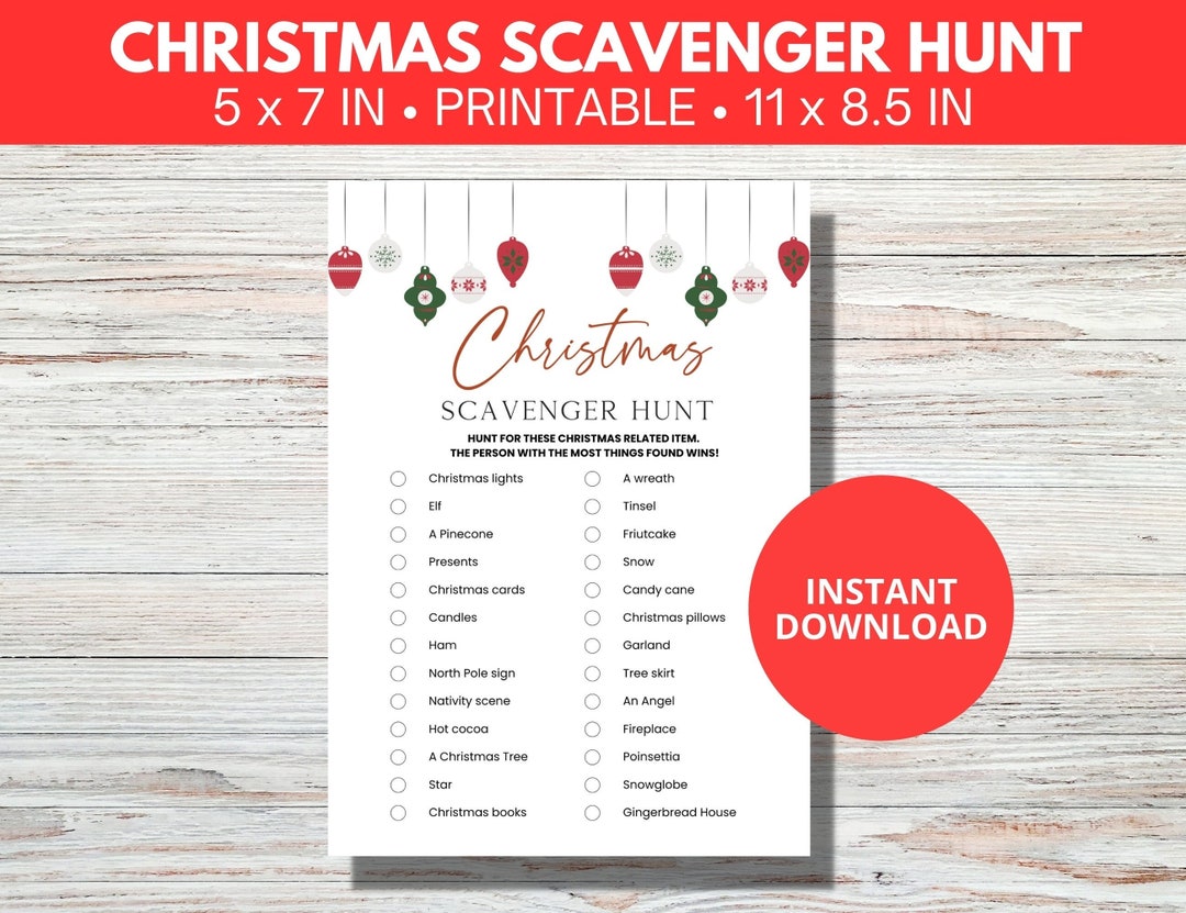 Christmas Scavenger Hunt, Family Christmas Game, Printable Kids ...