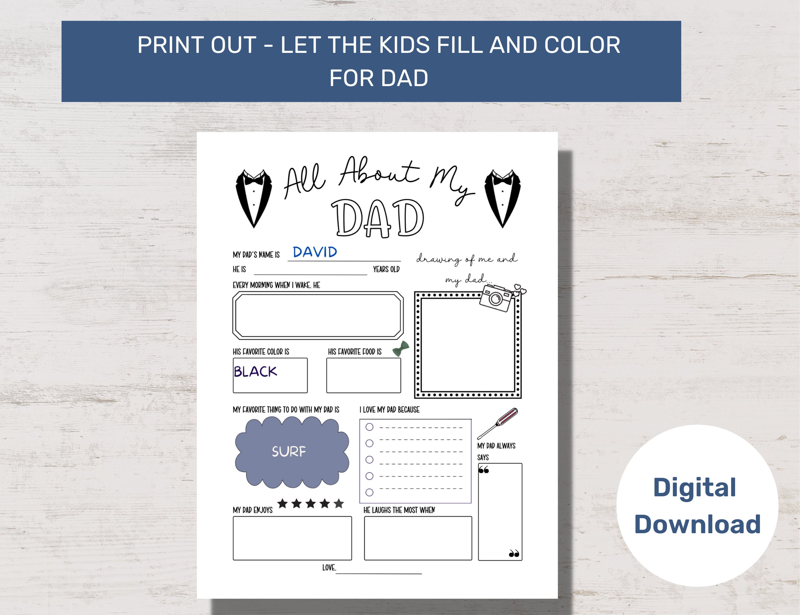 All About My Dad Printable Father's Day Questionnaire - Etsy Canada