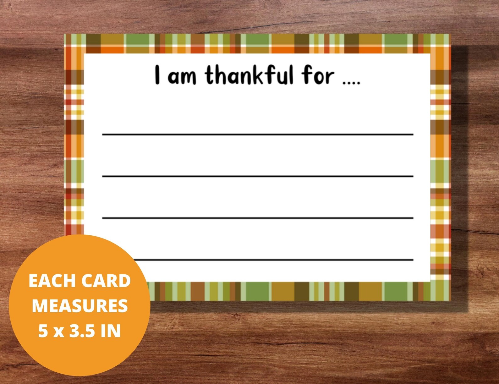 I Am Thankful for Card Thanksgiving Printable, Gratitude Activity ...