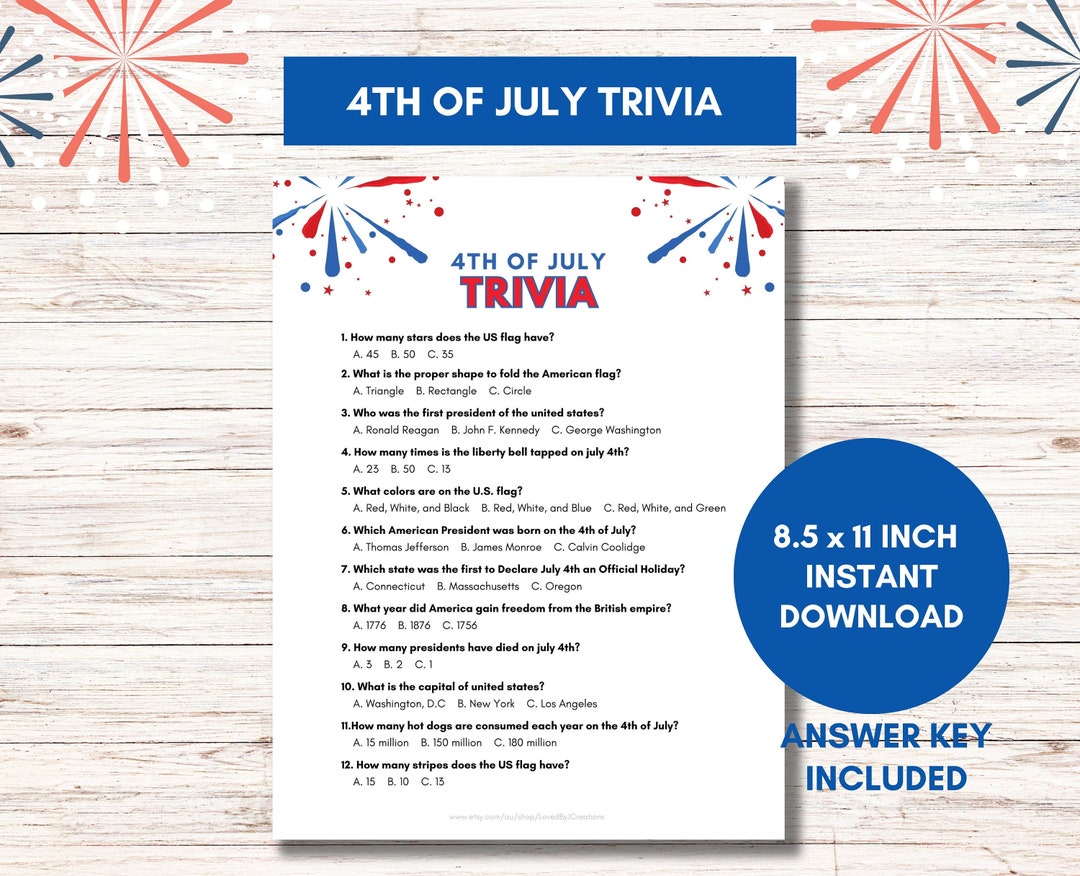 Fourth of July Games Bundle, 4th of July Trivia Game, Independence Day ...