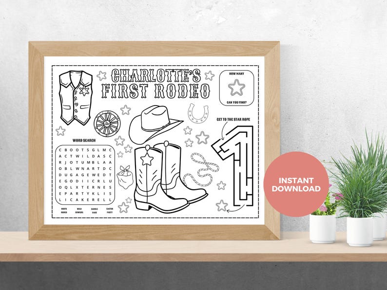 Rodeo Coloring Pages, Cowboy Party Favor, Fun Cowboy Coloring Activity ...