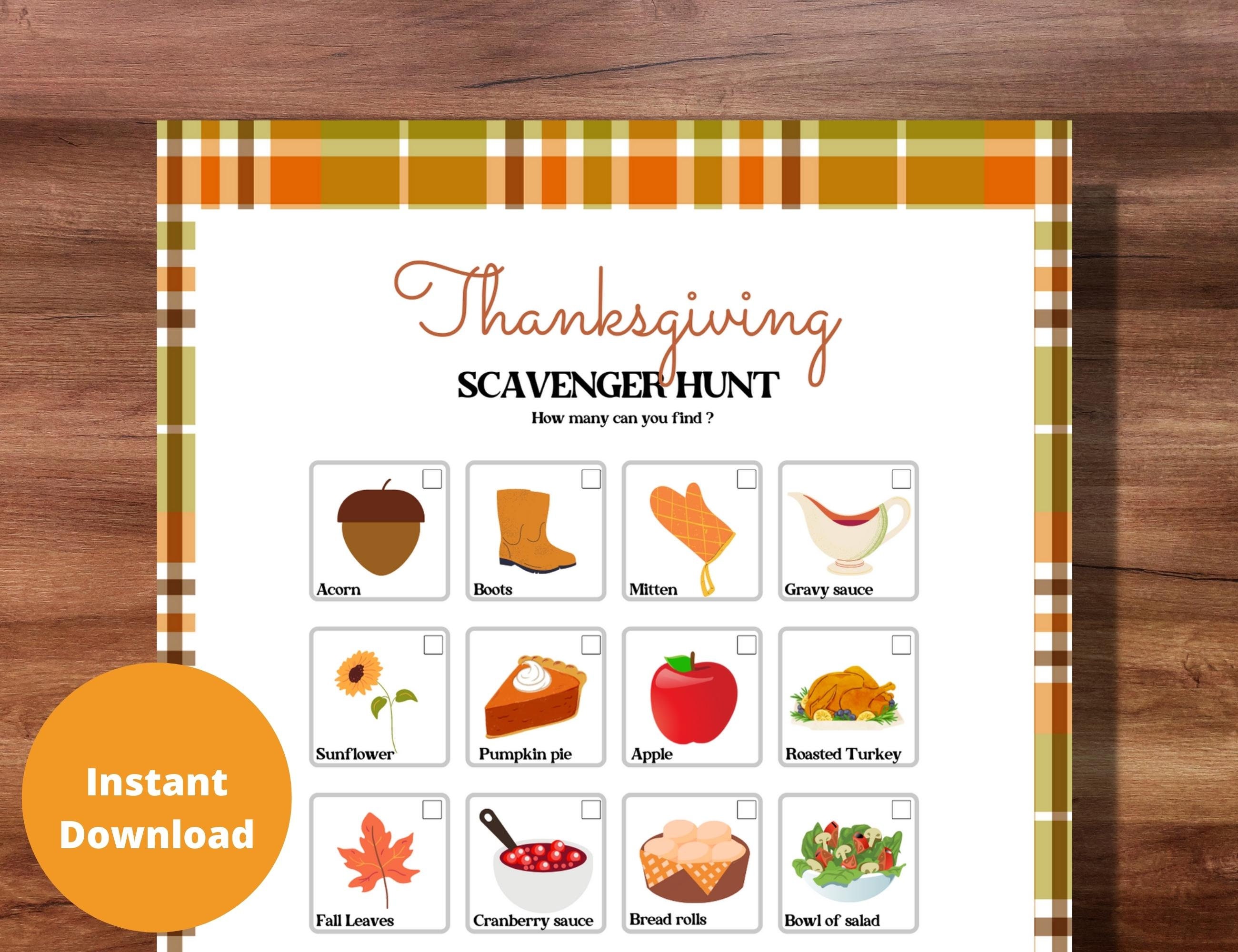 Thanksgiving Scavenger Hunt | Printable Thanksgiving Game ...