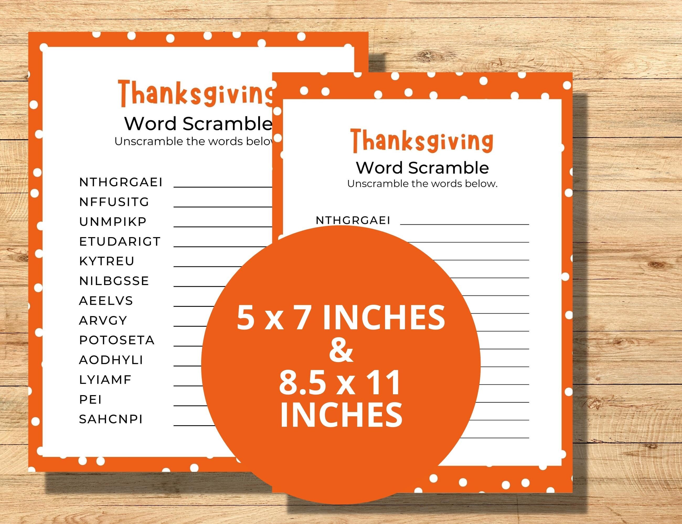 Thanksgiving Word Scramble | Printable Game for Thanksgiving | Fun ...