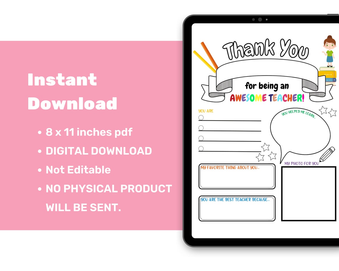 Printable Teacher Appreciation Week Questionnaire, Teacher Appreciation ...