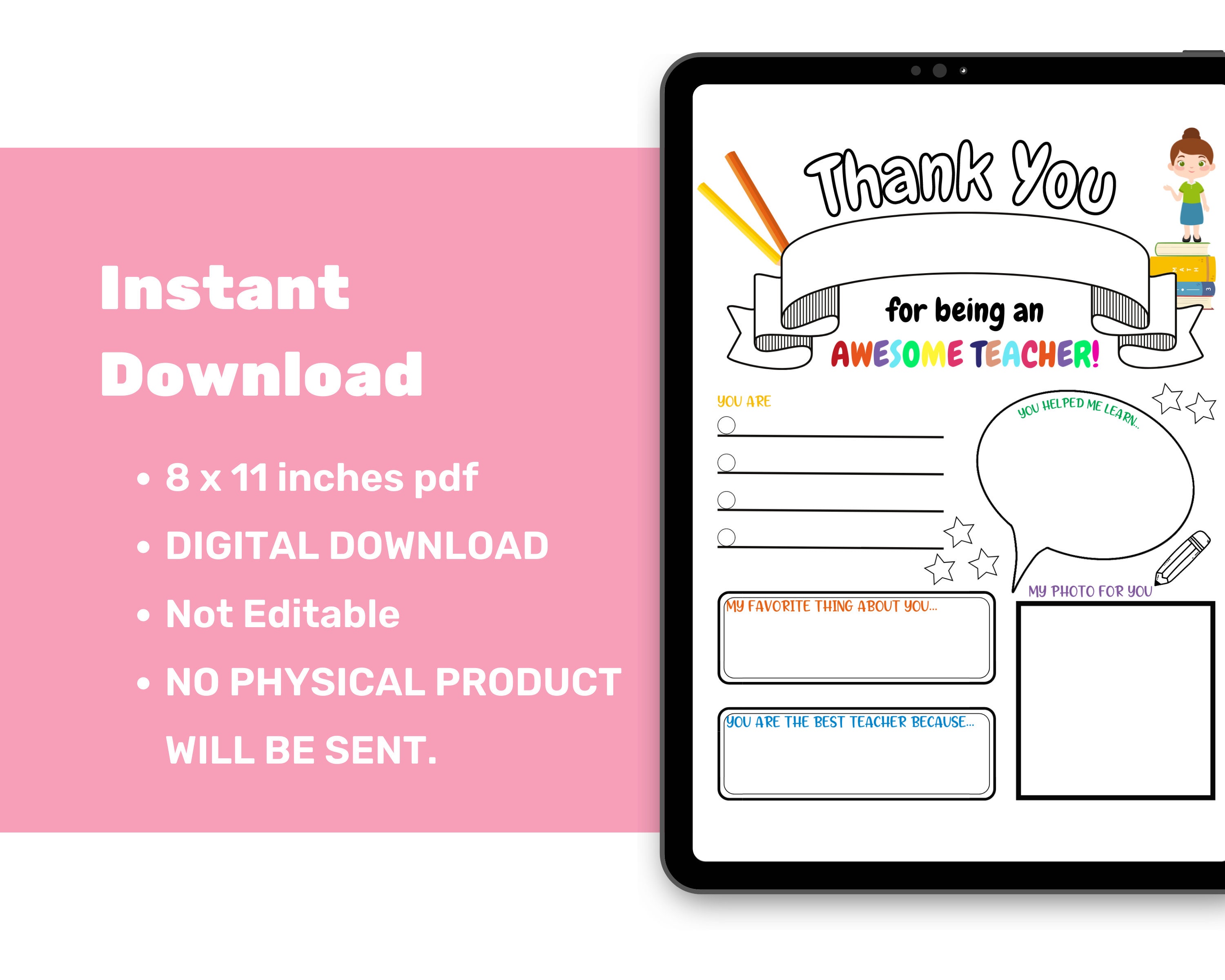 Printable Teacher Appreciation Week Questionnaire, Teacher Appreciation ...