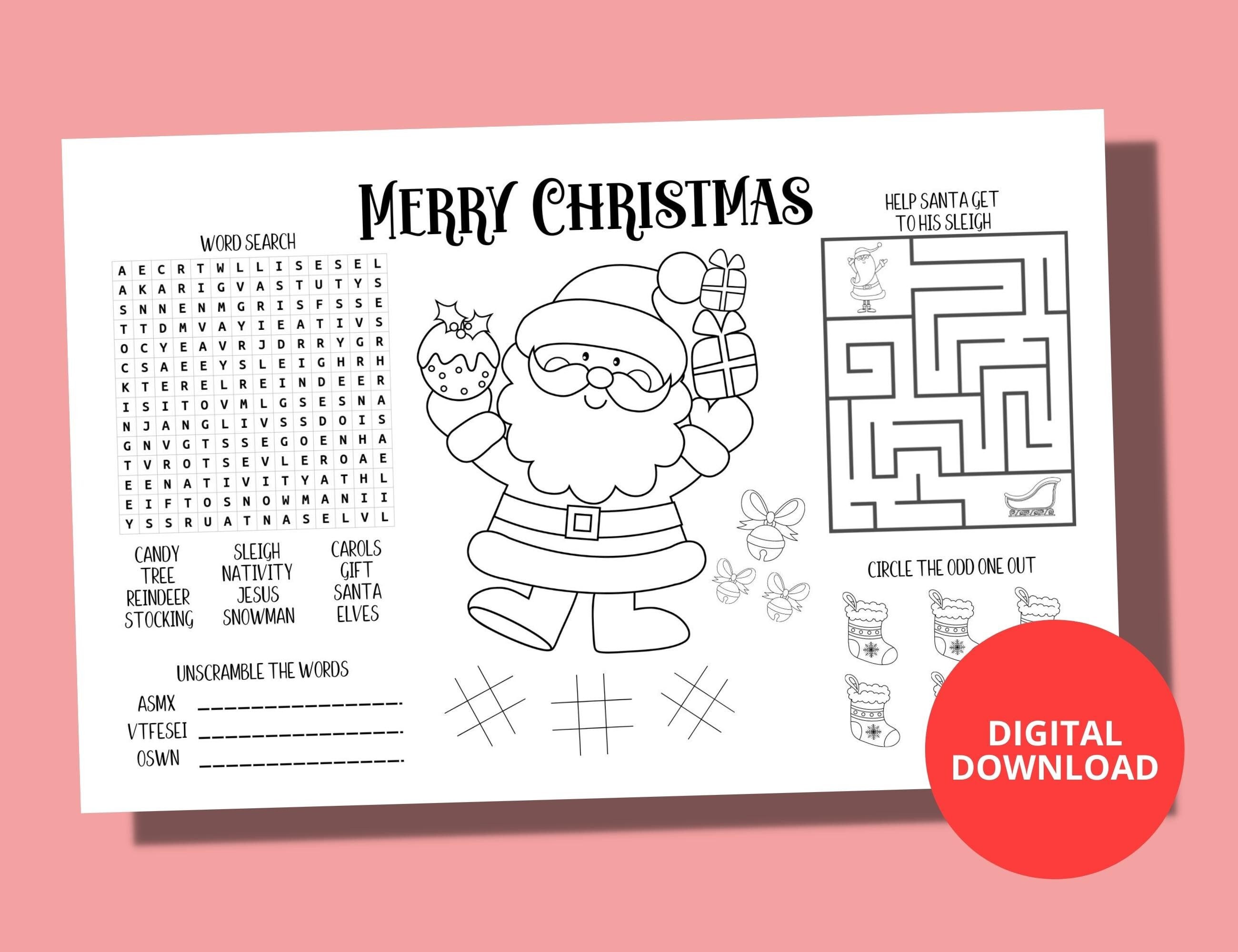 Printable Christmas Activity Placemat - Christmas Activity Sheet ...