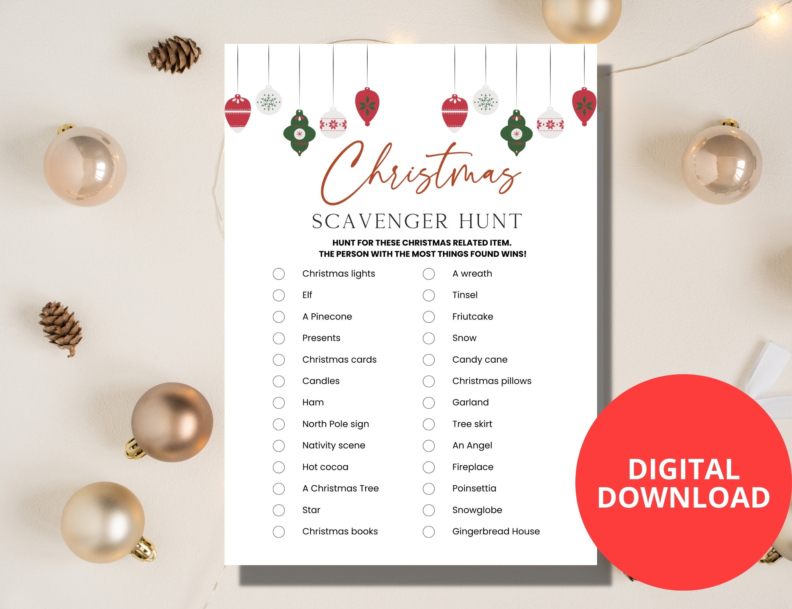 Christmas Scavenger Hunt, Family Christmas Game, Printable Kids ...