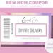 New Mom Coupon, First Time Mom Printable Coupon, Baby Shower Gift ...