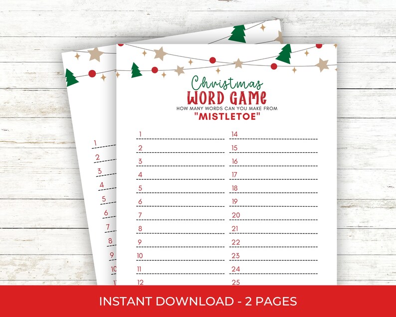 Christmas Printable Game, Christmas Word Game, Christmas Party Games ...