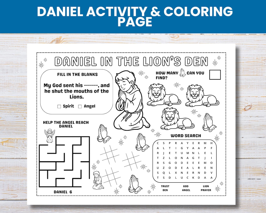 Daniel in the Lions Den Printable, Bible Story Printables for Kids ...