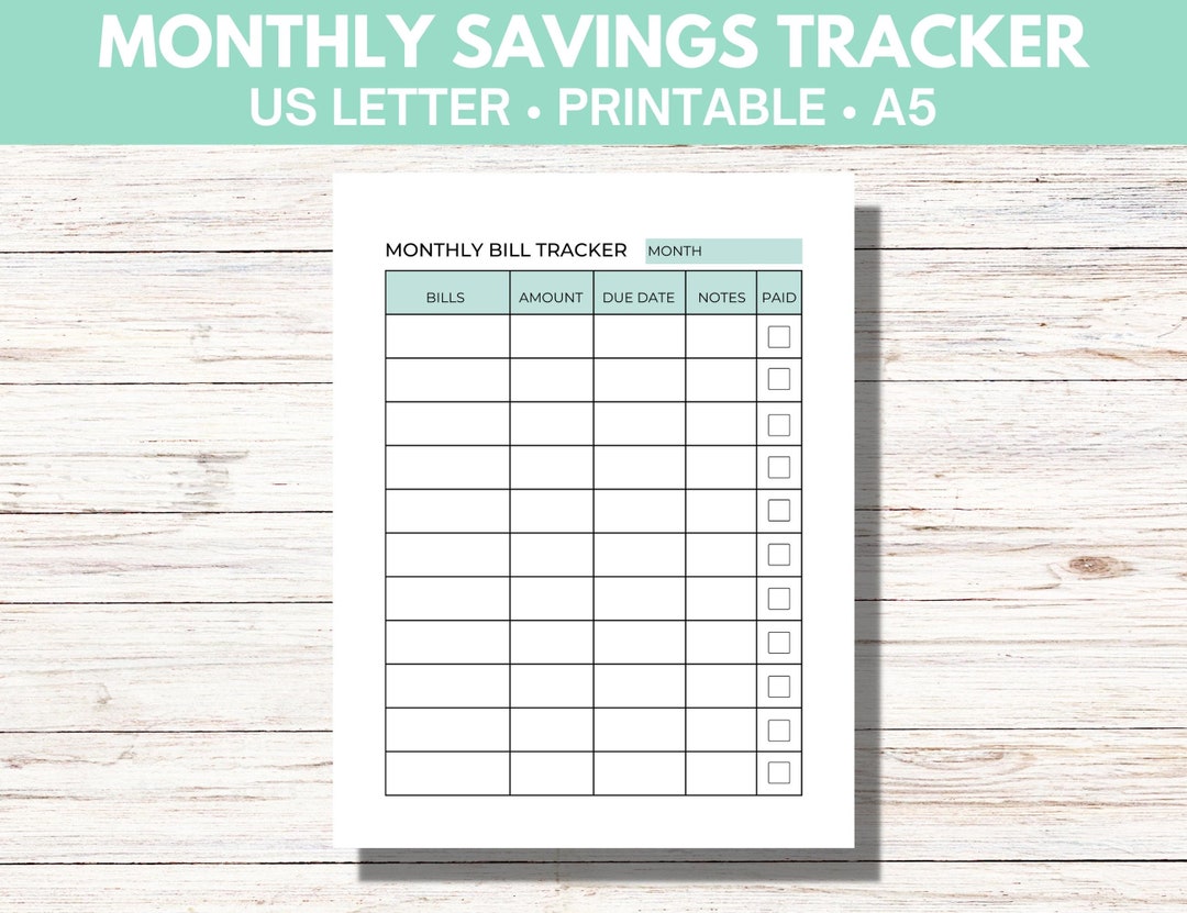 Monthly Bill Tracker, Printable PDF Bill Payment Tracker, Bill Planner ...