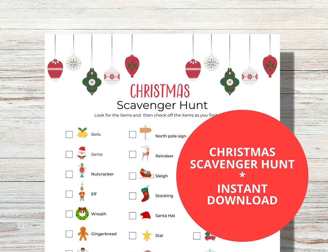 Christmas Scavenger Hunt Printable Game for the Family, Printable Kids ...
