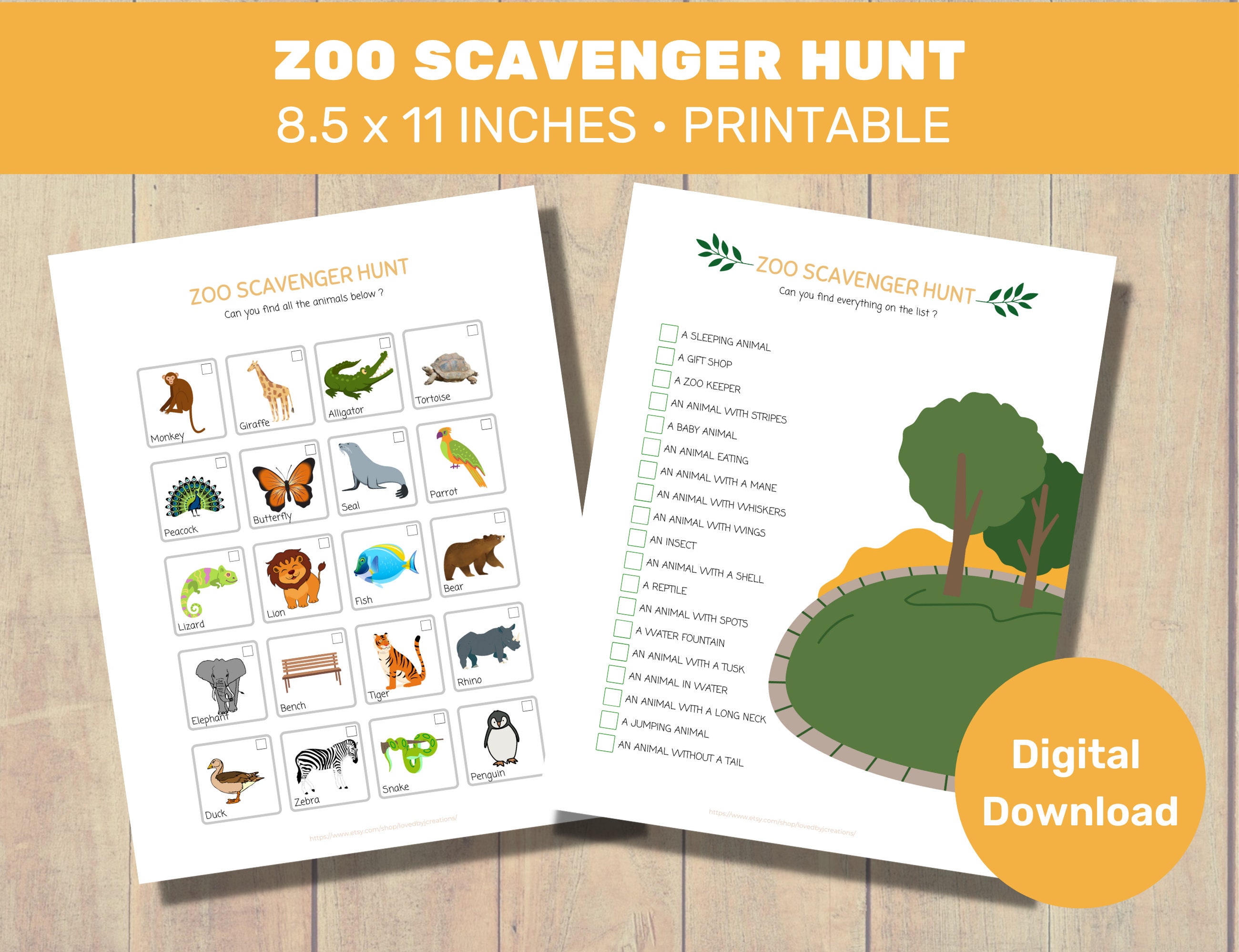 Zoo Scavenger Hunt, Printable Zoo Treasure Hunt Game for Kids, Outdoor ...