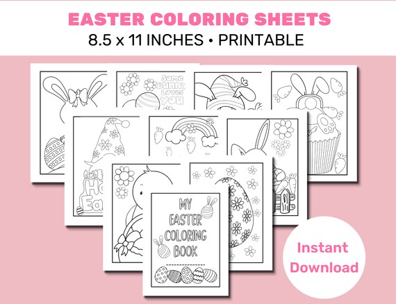 Easter Coloring Book Printable Kids Coloring Pages Happy - Etsy