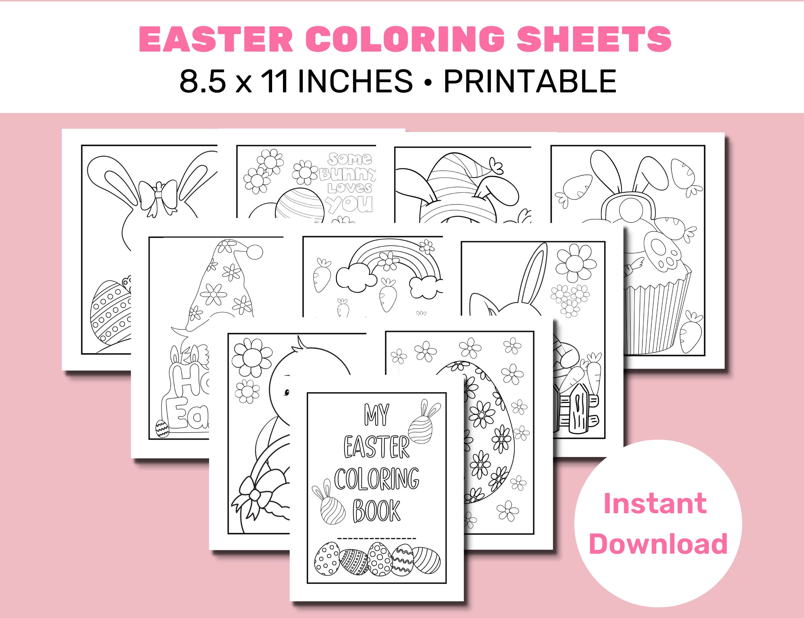 Easter Coloring Book Printable Kids Coloring Pages Happy - Etsy
