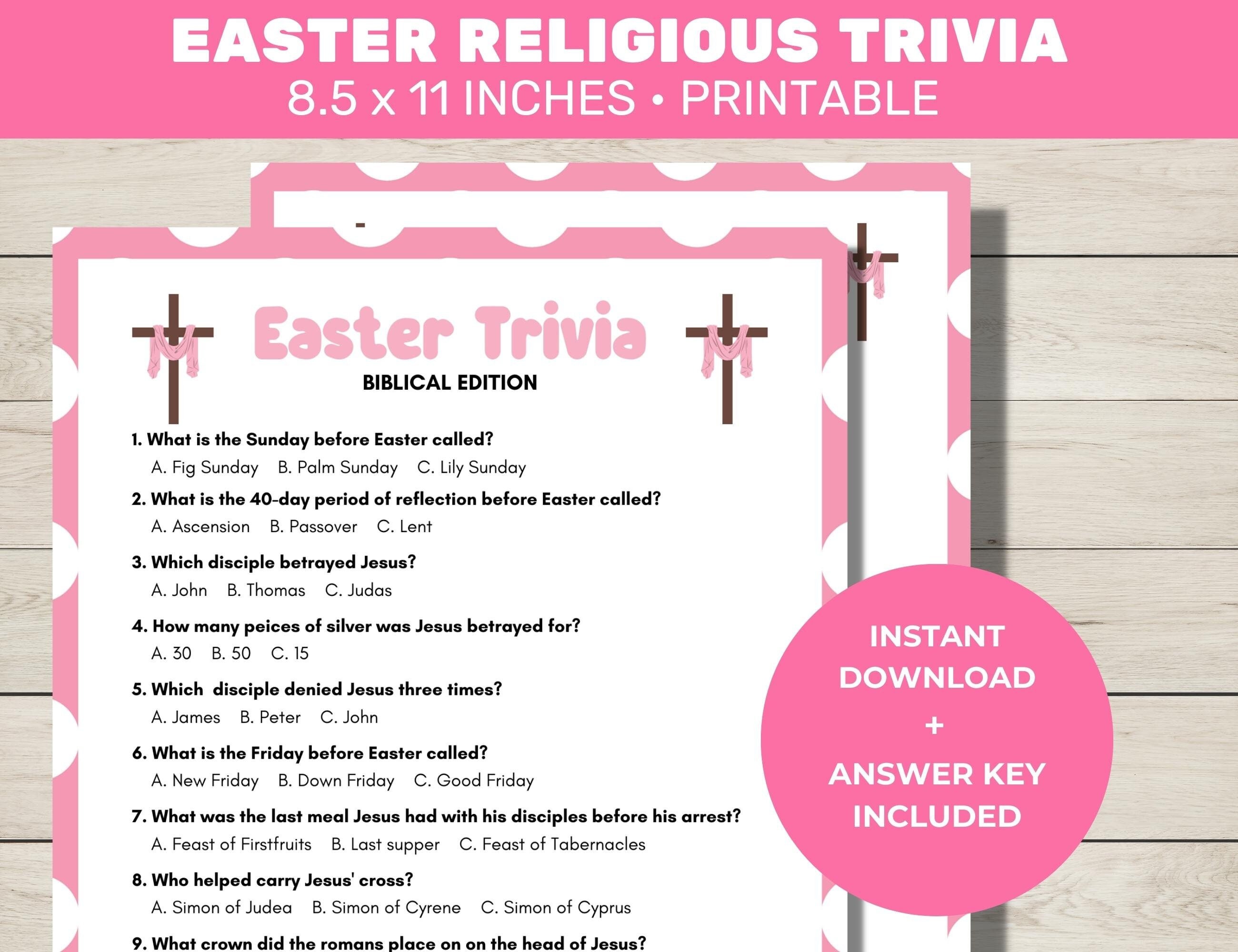Easter Trivia Printable Game, Printable Easter Party Games, Easter ...