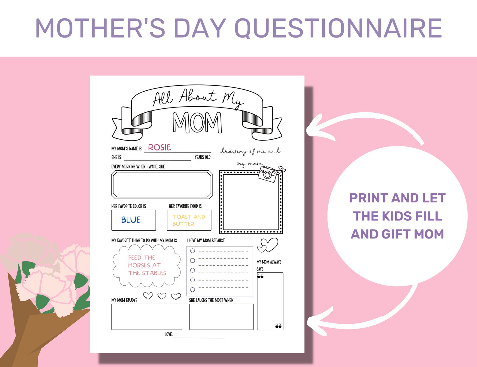 All About My Mom - Printable Mother's Day Questionnaire | Questions ...