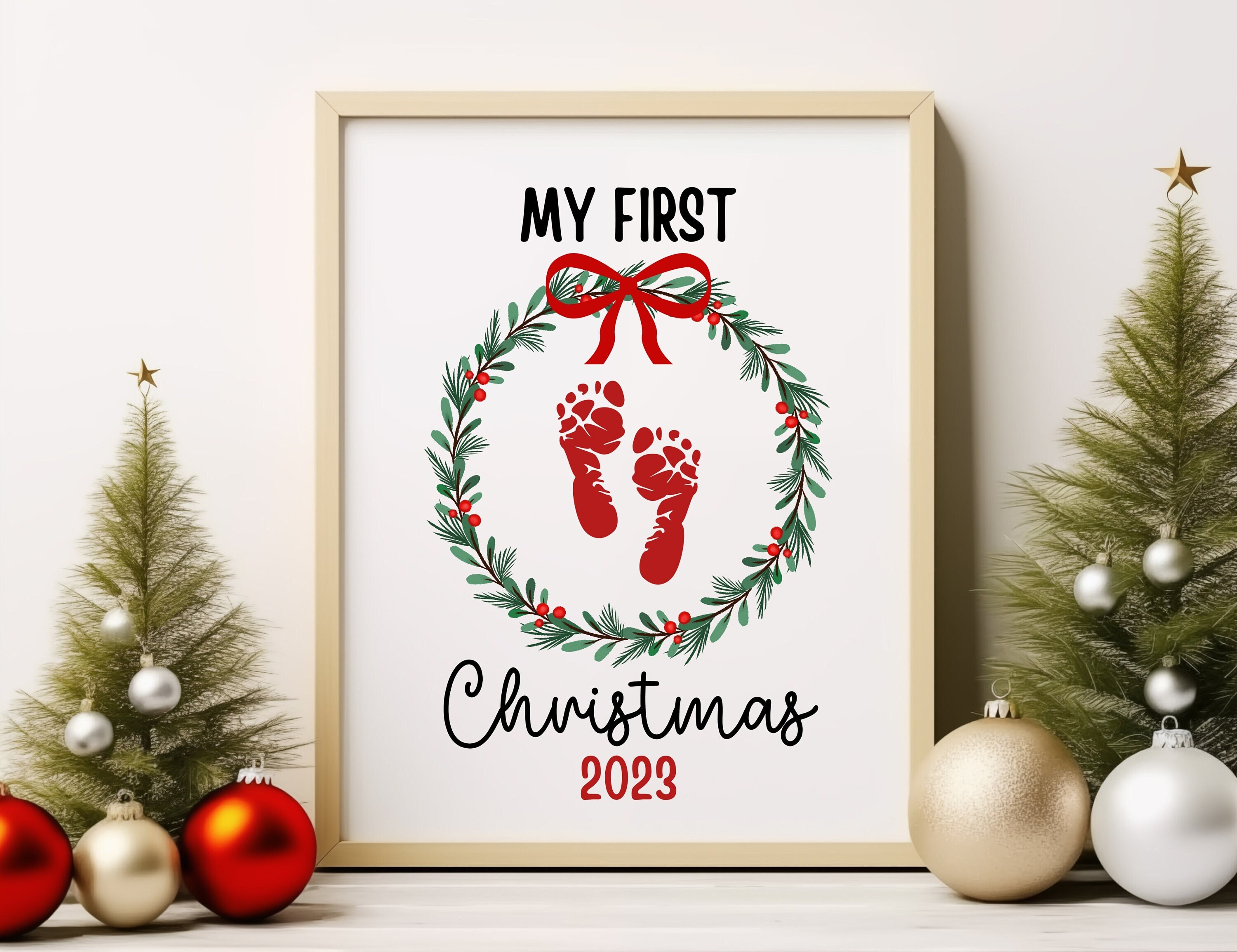 Christmas Footprint Art Craft, Printable Christmas Keepsake, Preschool ...