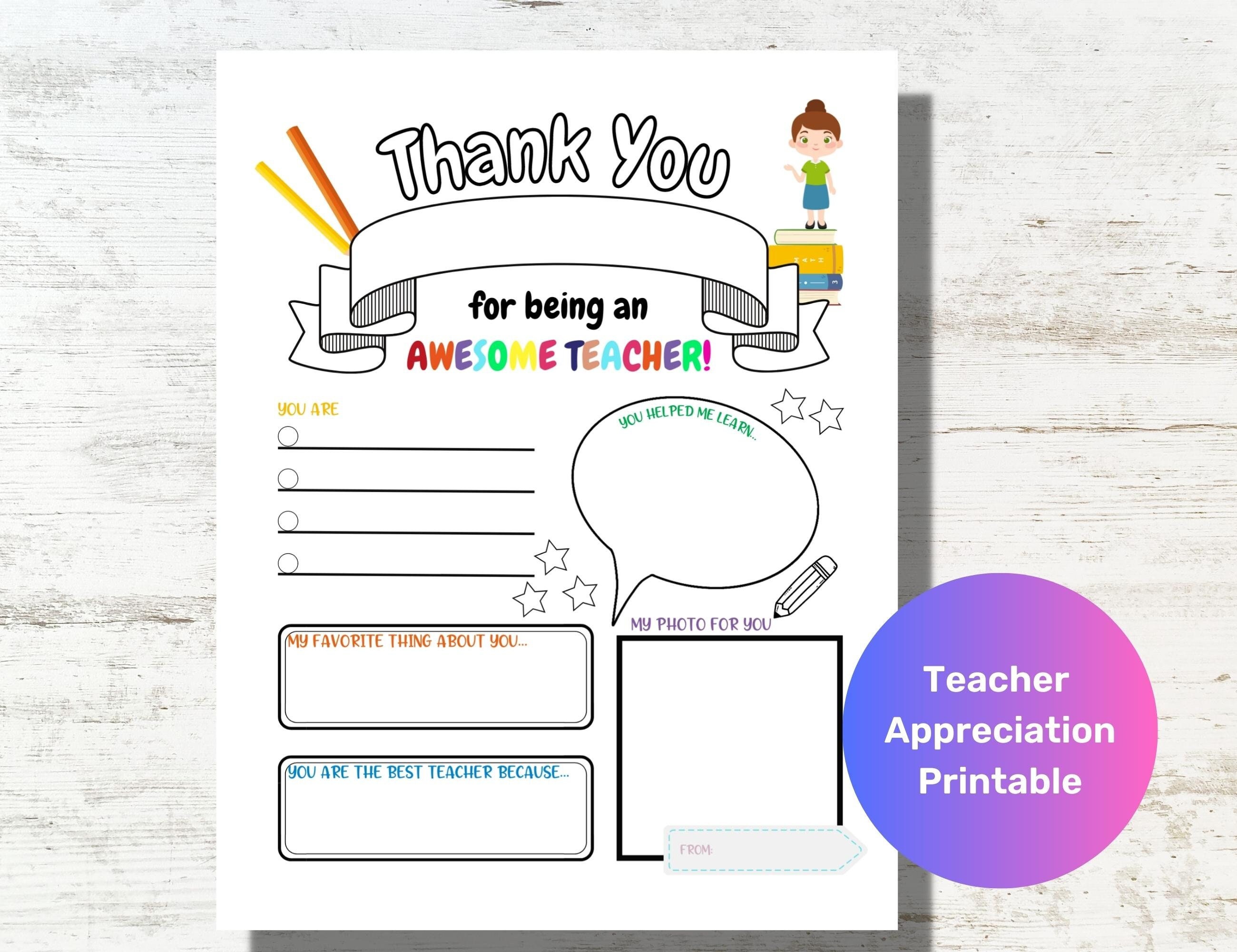 Printable Teacher Appreciation Week Questionnaire, Teacher Appreciation ...
