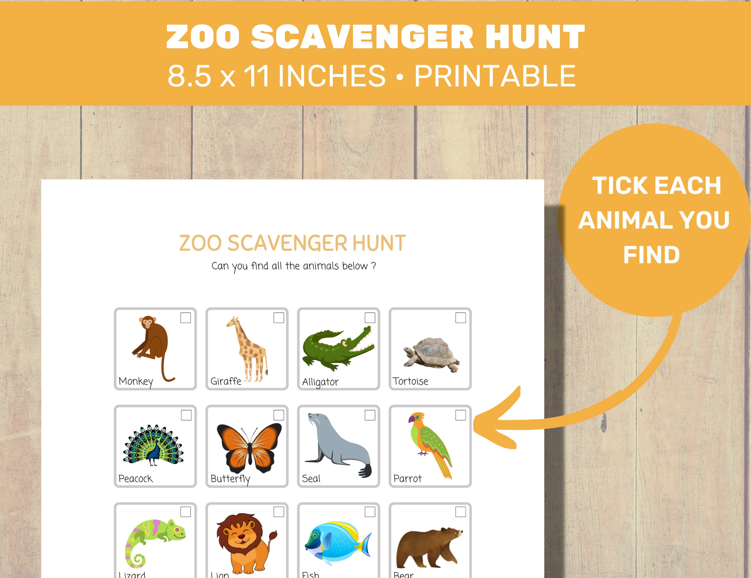 Zoo Scavenger Hunt, Printable Zoo Treasure Hunt Game for Kids, Outdoor ...