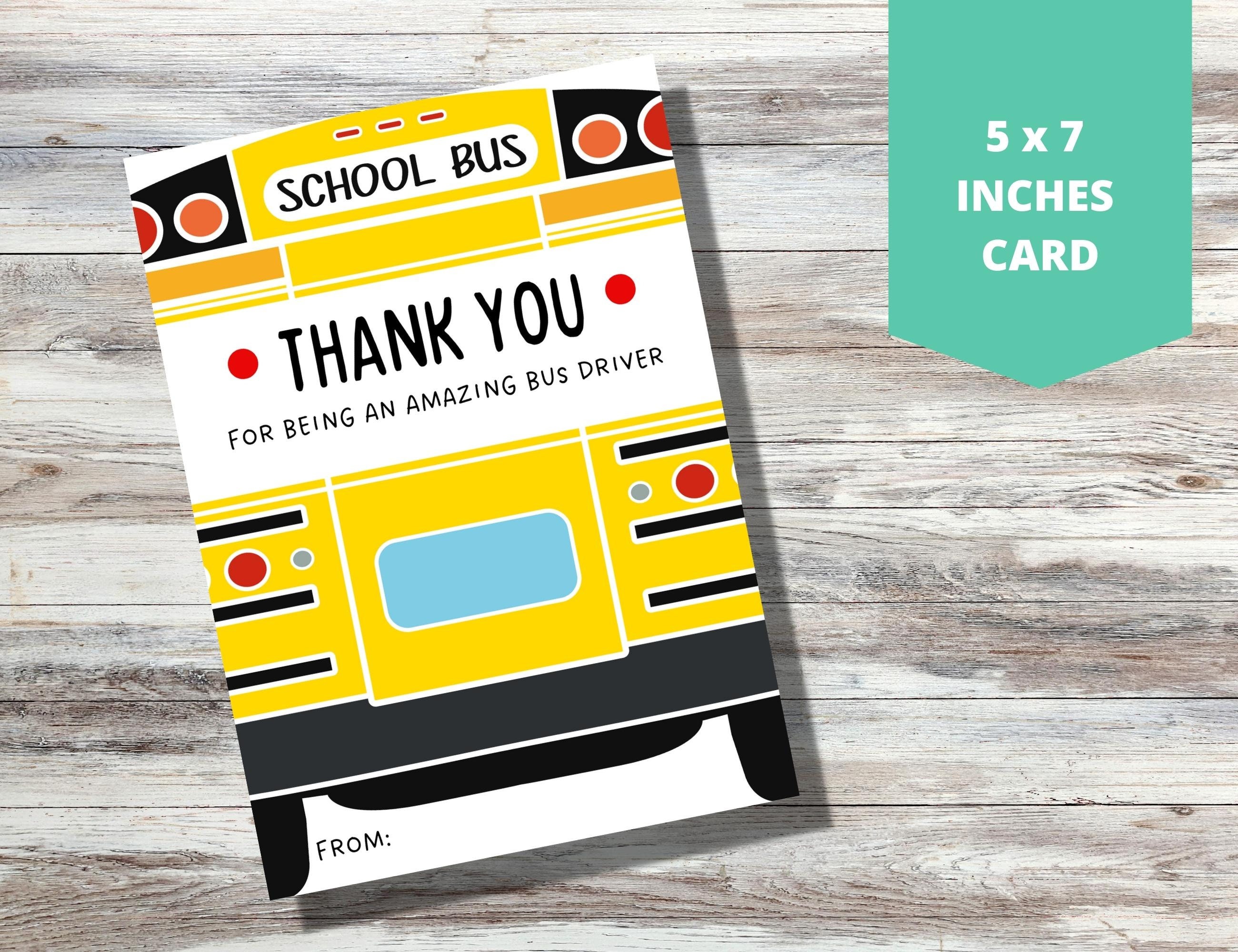 Bus Driver Gift Card Holder, Printable Bus Driver Thank You Card, End ...
