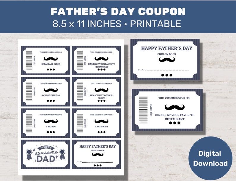 Father's Day Coupons, Gift for Dad, Printable Coupon Book for Dad ...