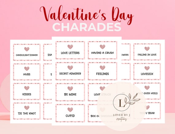 Valentine's Day Charades Printable Charades Game | Etsy