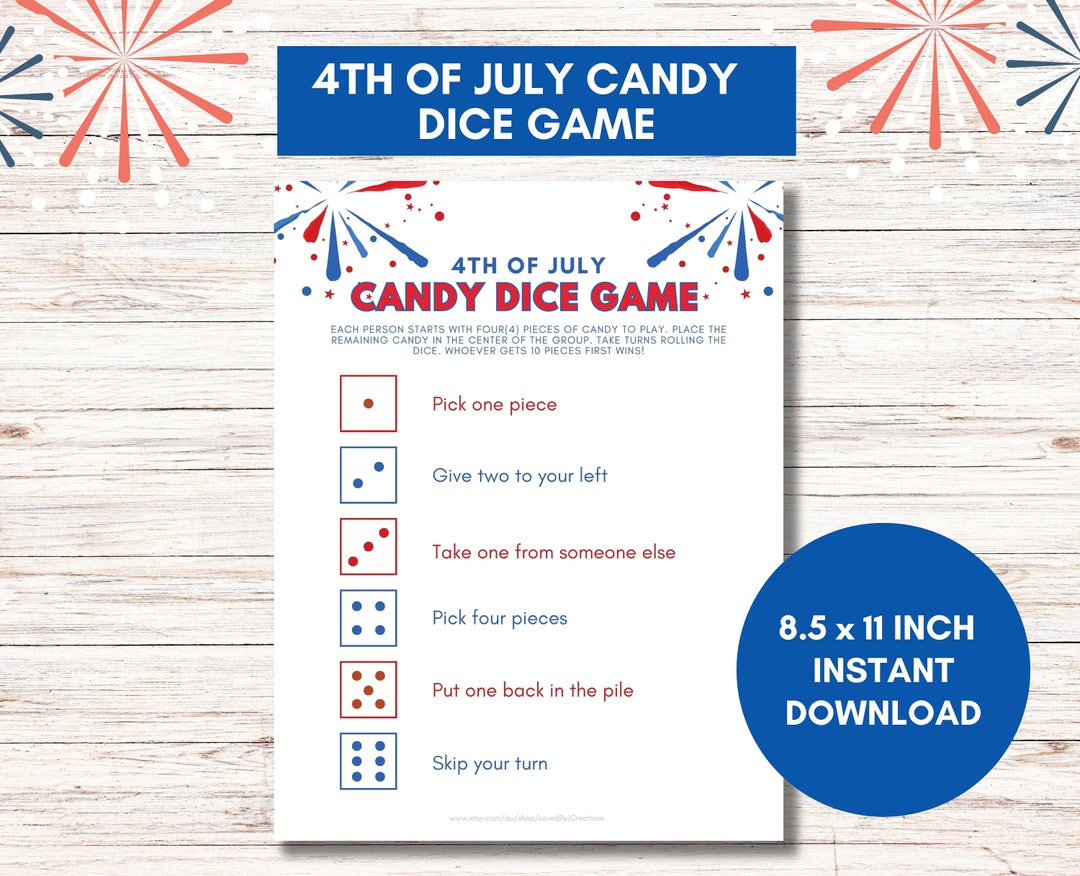 Fourth of July Games Bundle, 4th of July Candy Dice Game, Independence ...