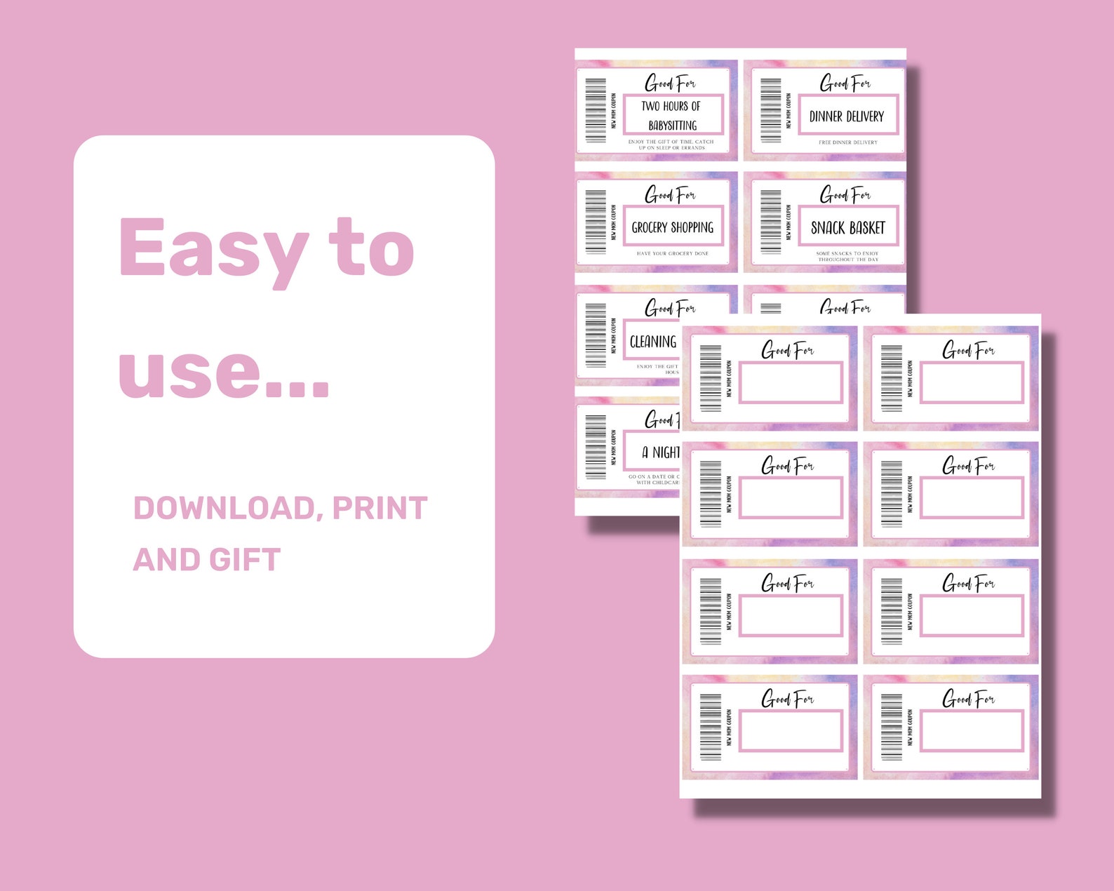 New Mom Coupon, First Time Mom Printable Coupon, Baby Shower Gift ...