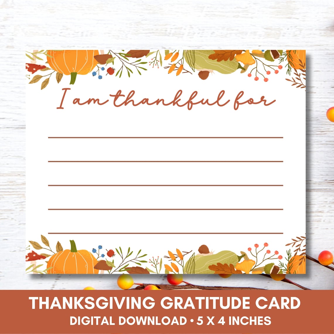 I Am Thankful for Card Thanksgiving Printable, Gratitude Activity, Printable Thankful Cards ...