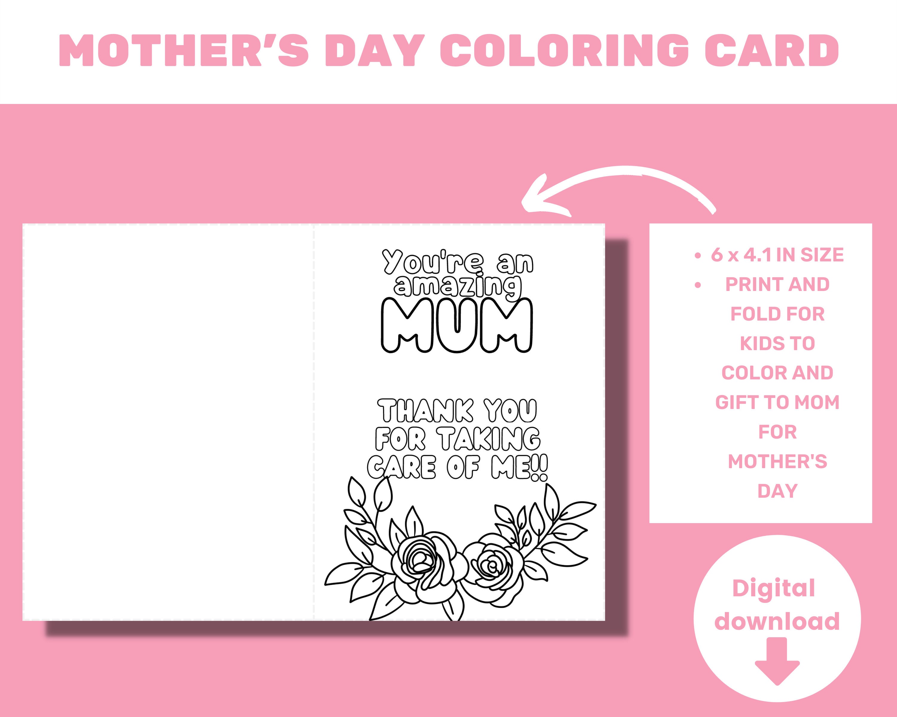 Mothers Day Coloring Card Printable Printable Activity for - Etsy