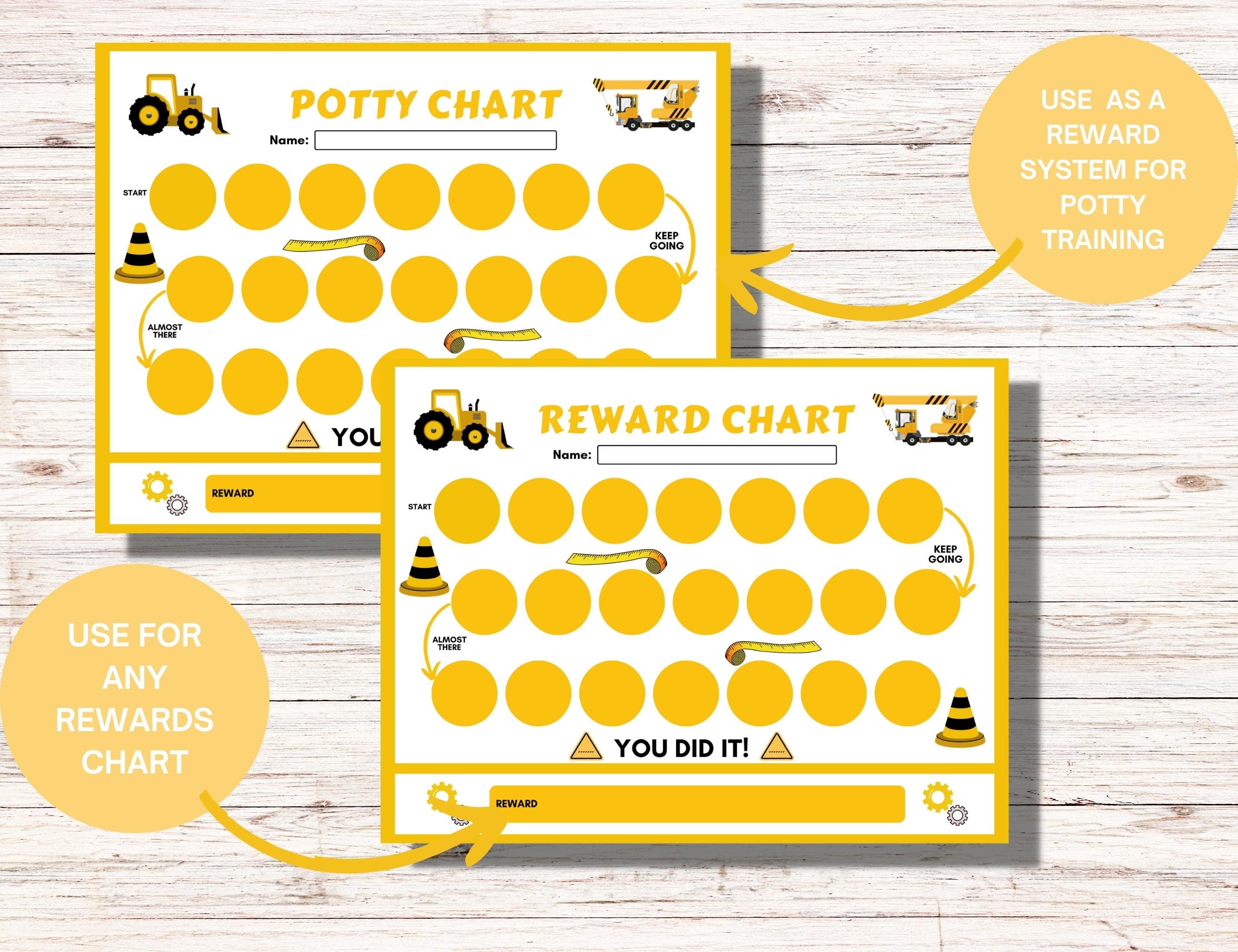 Printable Construction Theme Potty Training Chart - Kids Reward Chart ...