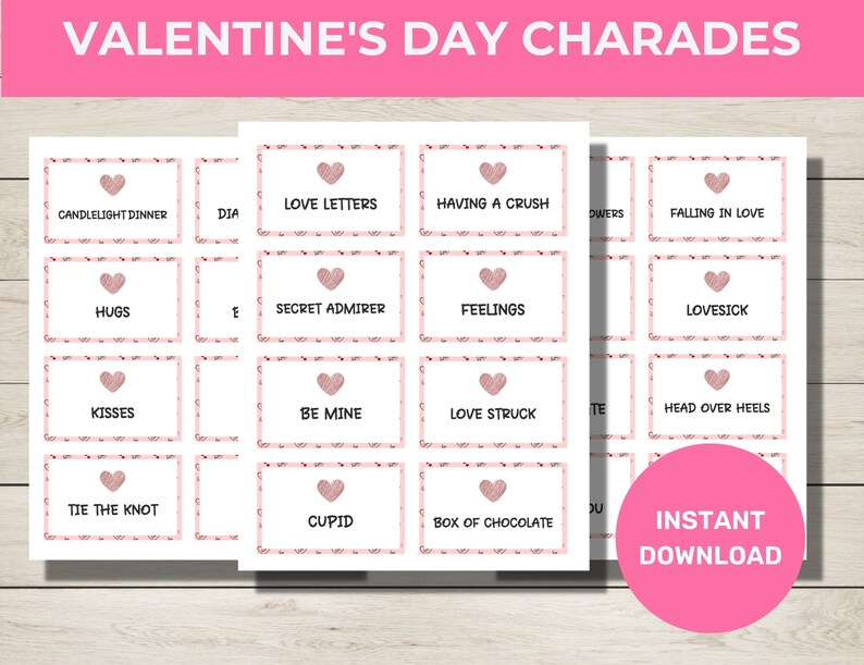 Valentine's Day Charades Printable Charades Game - Etsy