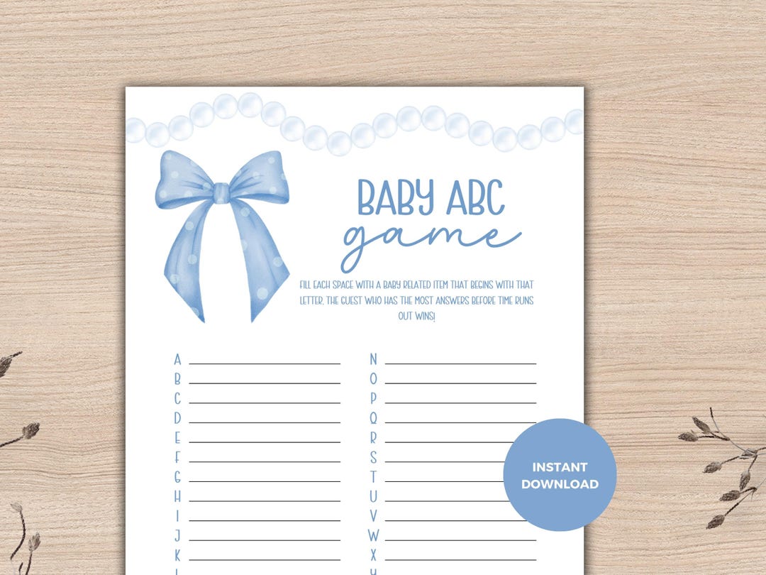 Baby Shower ABC Game, Printable Baby Shower Trivia Game, Fun Printable ...