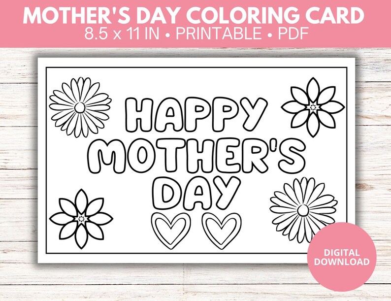 Mothers Day Coloring Card Printable | Printable Activity for Mother's ...