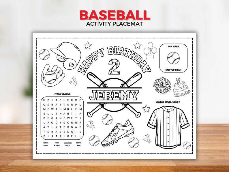 Baseball Birthday Custom Coloring Page, Printable Party Coloring Sheets ...