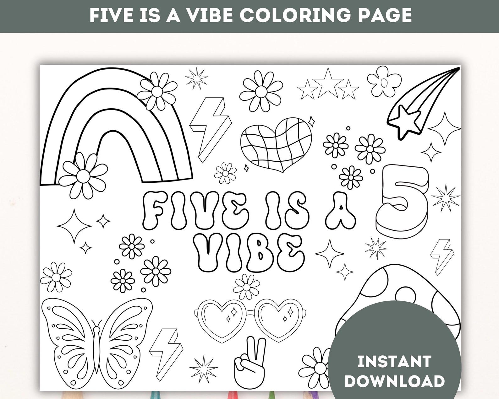 5th Birthday Coloring Page, Fun Printable Kids Activity, Fun Coloring ...