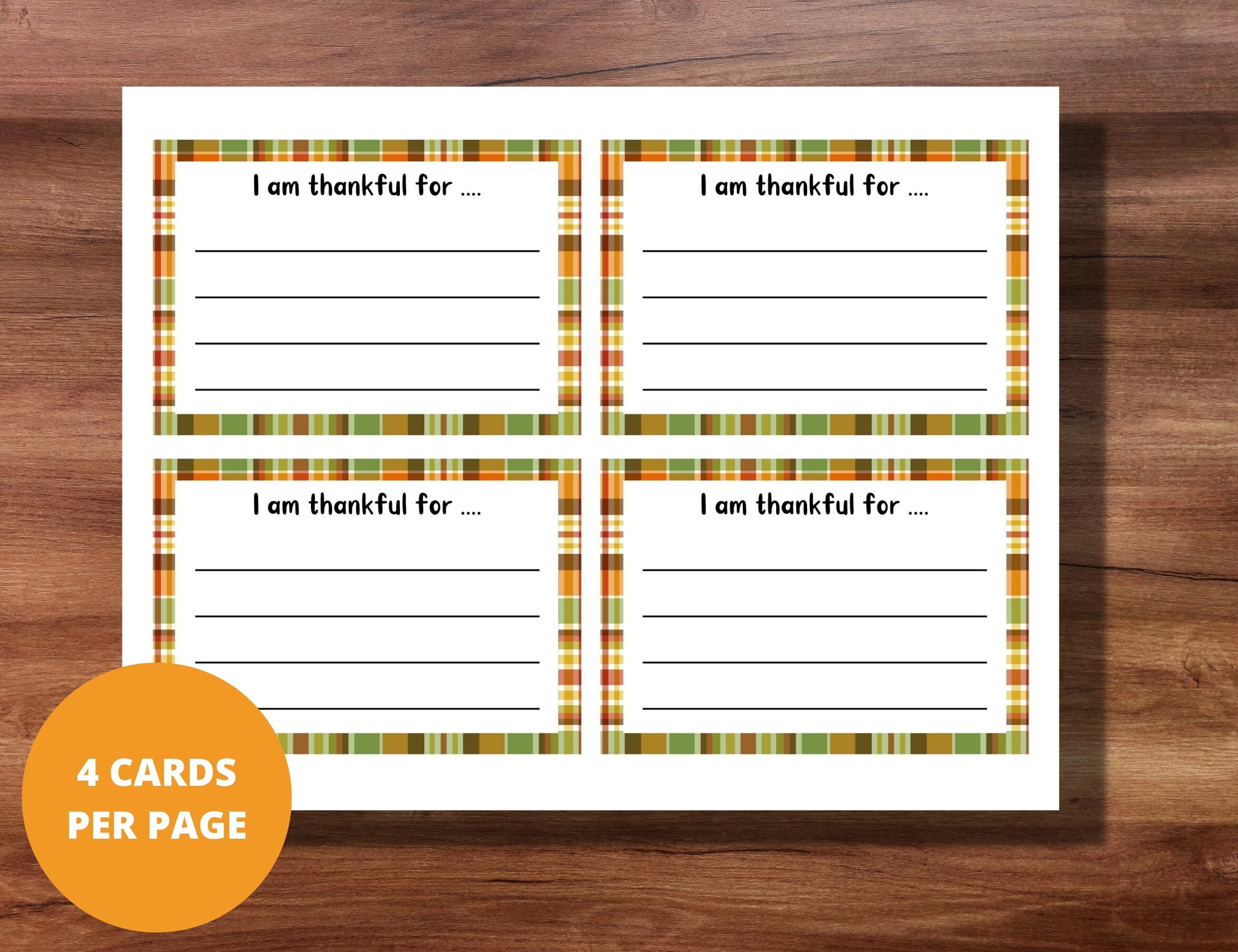 I Am Thankful for Card Thanksgiving Printable Gratitude - Etsy