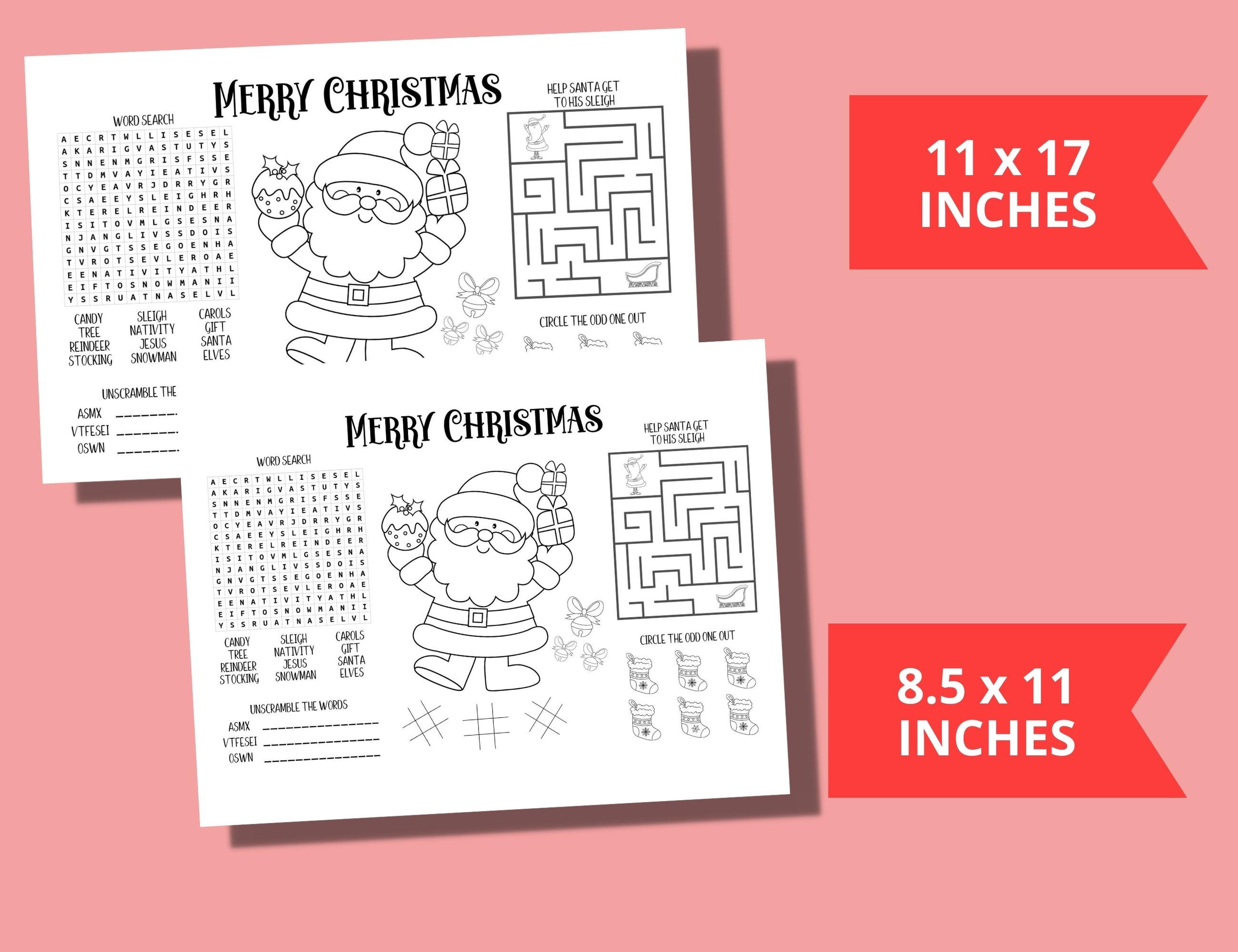 Printable Christmas Activity Placemat - Christmas Activity Sheet ...