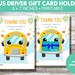 Printable Bus Driver Gift Card Holder Thanks for Being a Wheelie Great ...