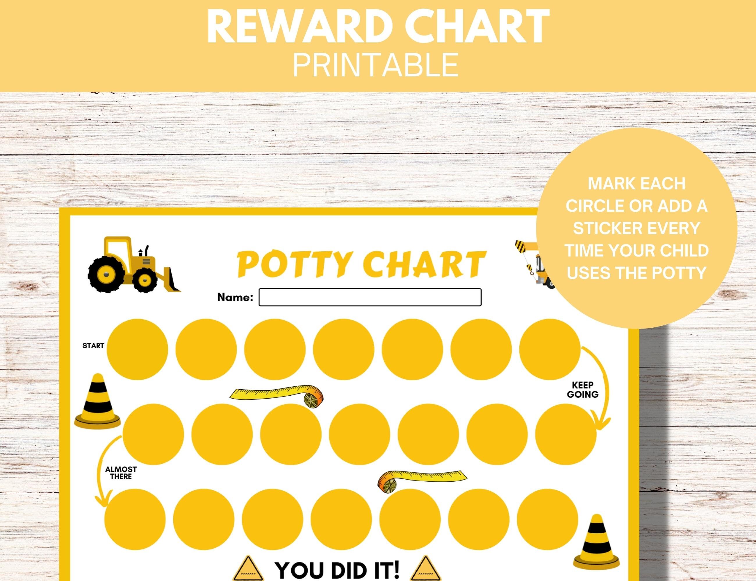 Printable Construction Theme Potty Training Chart - Kids Reward Chart ...