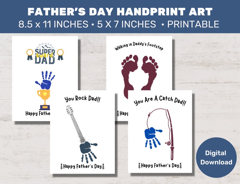 Father's Day Printable, Fathers Day Handprint Art, Dad Keepsake Gift ...