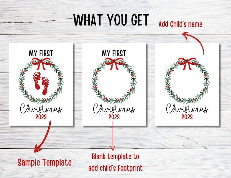 Christmas Footprint Art Craft, Printable Christmas Keepsake, Preschool ...