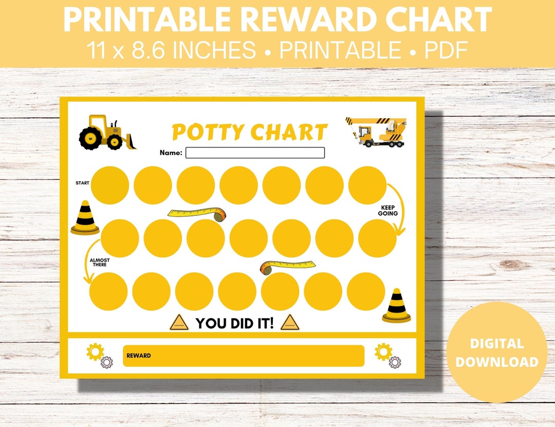 Printable Construction Theme Potty Training Chart - Kids Reward Chart ...
