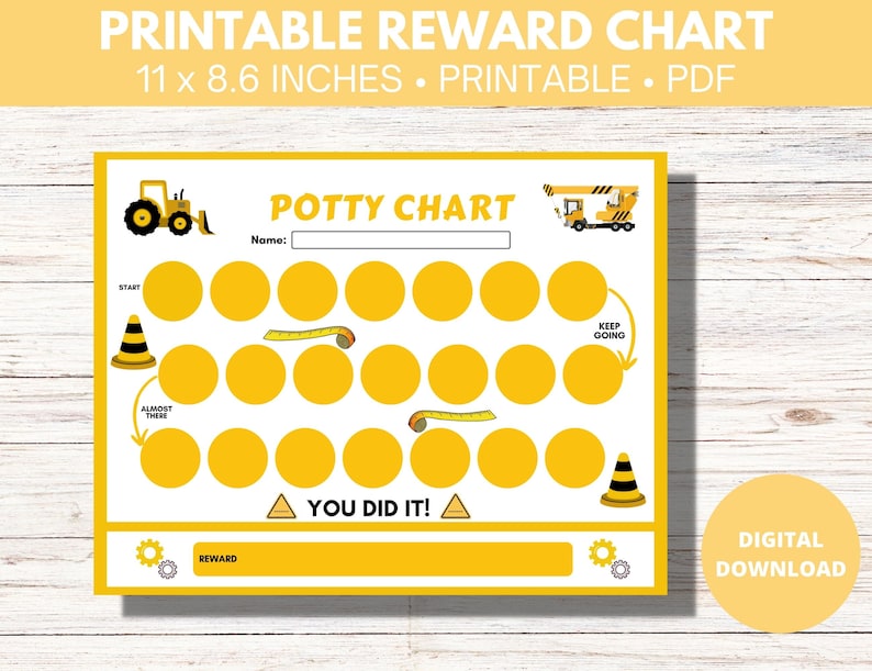 Printable Construction Theme Potty Training Chart Kids - Etsy Australia